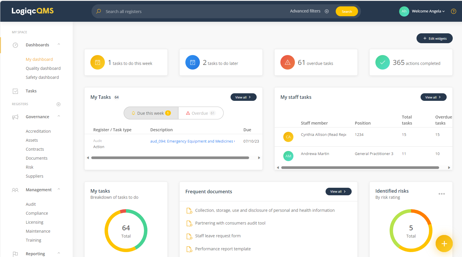 My dashboard - Logiqc