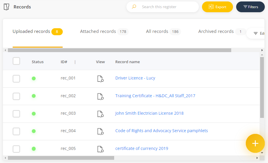 Records register - Logiqc
